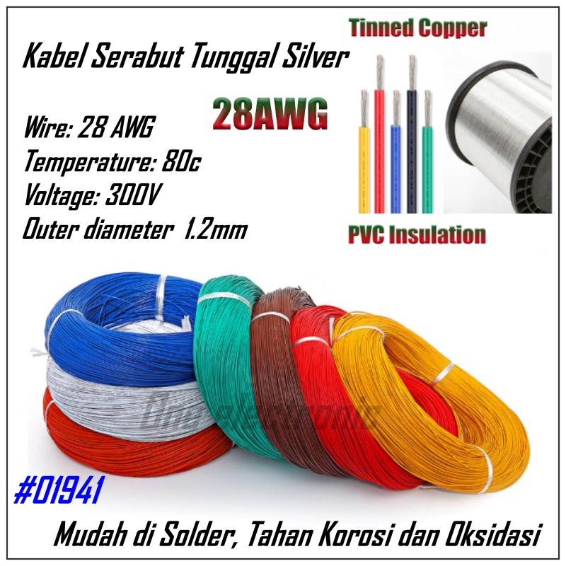 Jual 5 Meter kabel kecil halus 28AWG Serabut Tinned Copper Tahan ...
