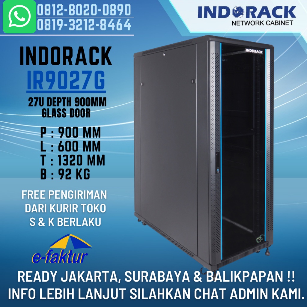 Jual IR9027G - INDORACK GLASS DOOR CLOSE RACK 27U DEPTH 900MM | Shopee ...