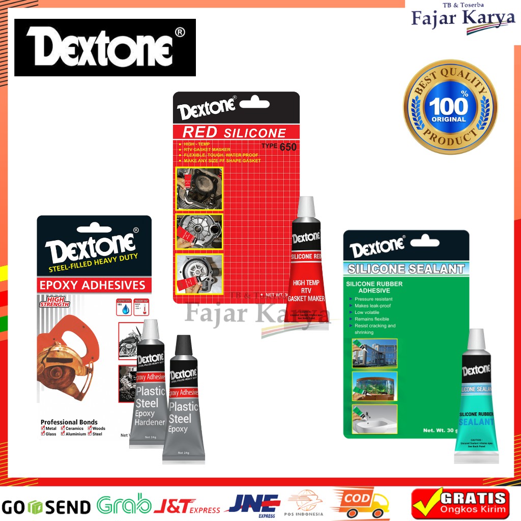 Jual LEM DEXTONE SEMUA VARIAN, HITAM, MERAH, HIJAU LEM BESI KUAT, LEM ...