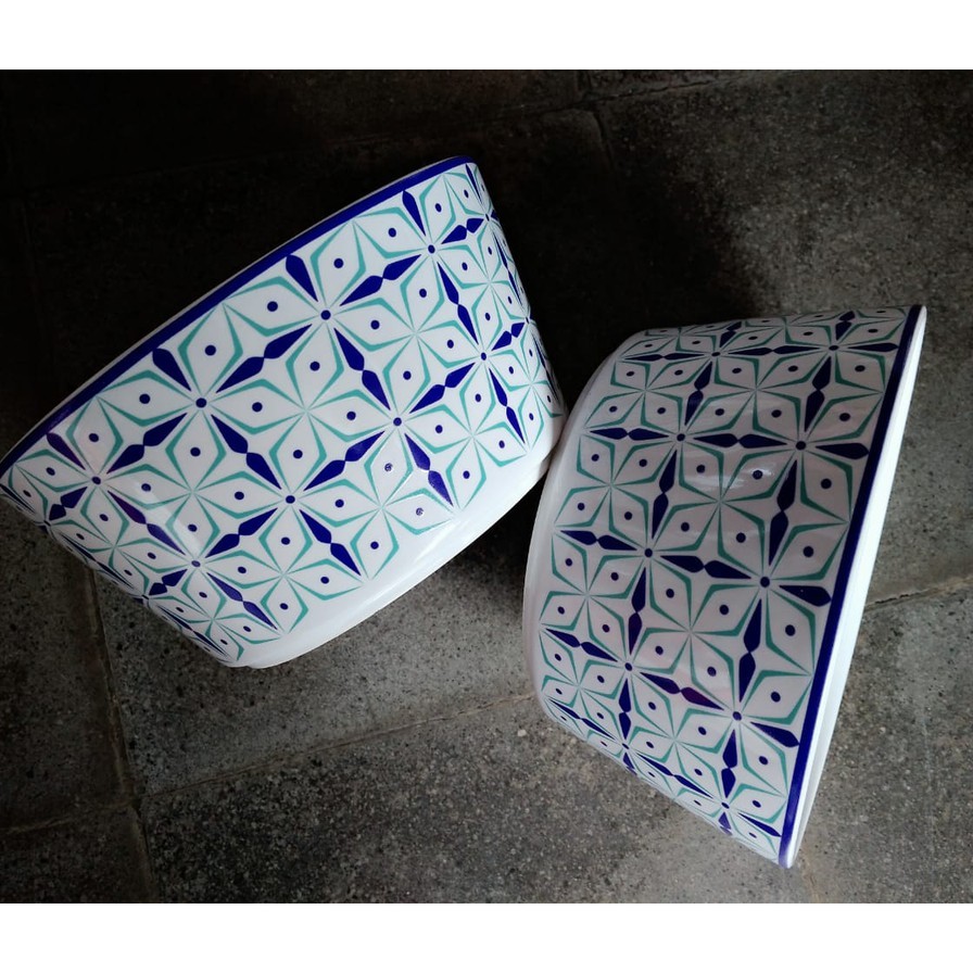 Jual MANGKOK KERAMIK MOTIF BATIK KAWUNG | Shopee Indonesia
