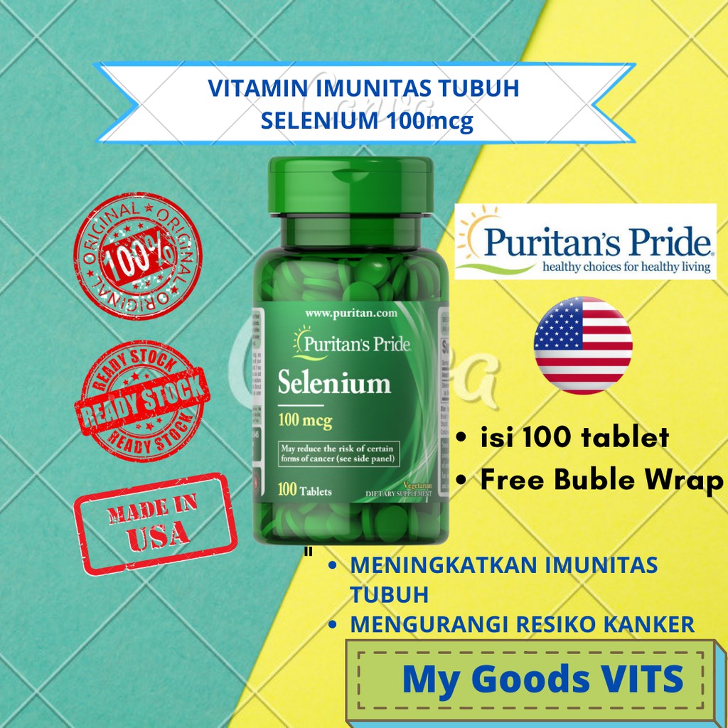 Jual Puritan Pride Vitamin Suplemen Selenium 100 mcg / 200 mcg isi 100 ...
