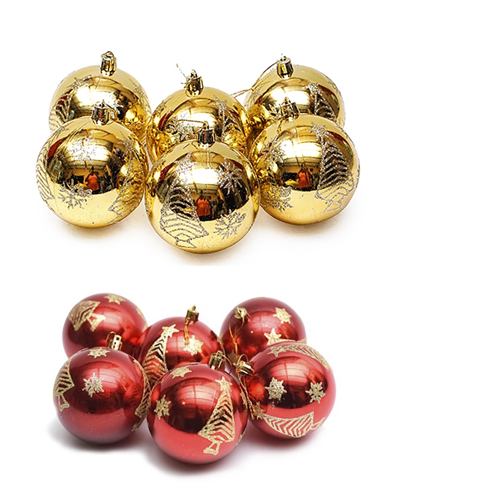 Jual Hiasan Bola Natal 8cm isi 6 Motif Pohon Natal-Aksesoris Pohon ...