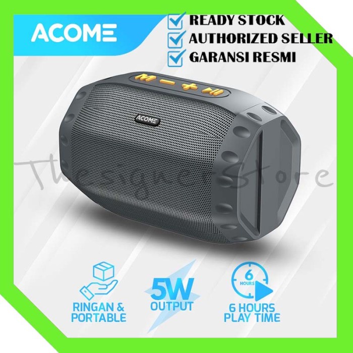 Jual ACOME Speaker Bluetooth 5.0 Hi-Fi Sound TWS 5W Portable A2 - Abu ...