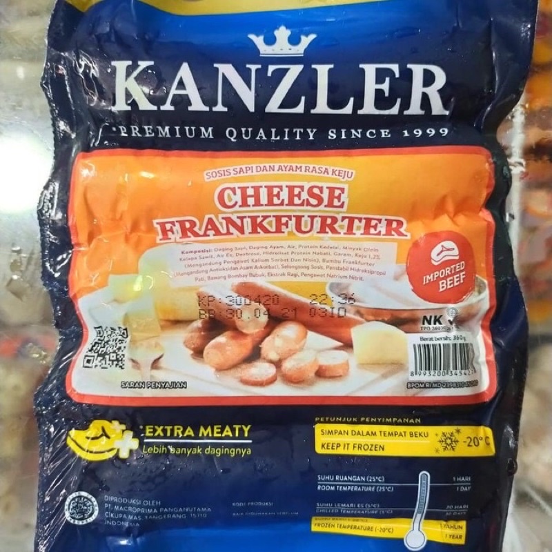 Jual KANZLER SOSIS CHEESE FRANKFURTER 360gr ISI 5 | Shopee Indonesia