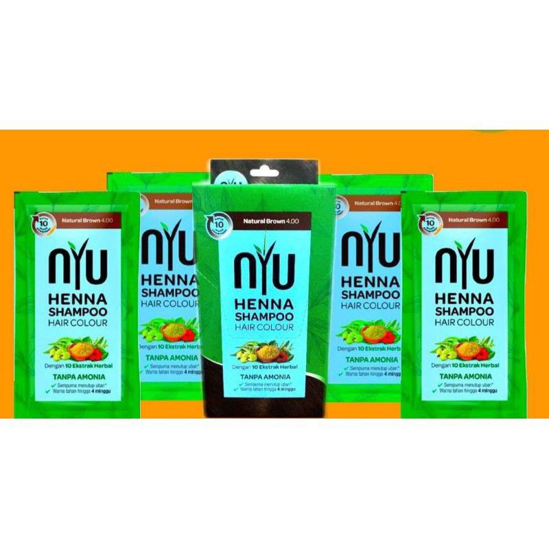 Jual Nyu Henna Shampoo Hair Colour natural brown , natural black , NYU ...