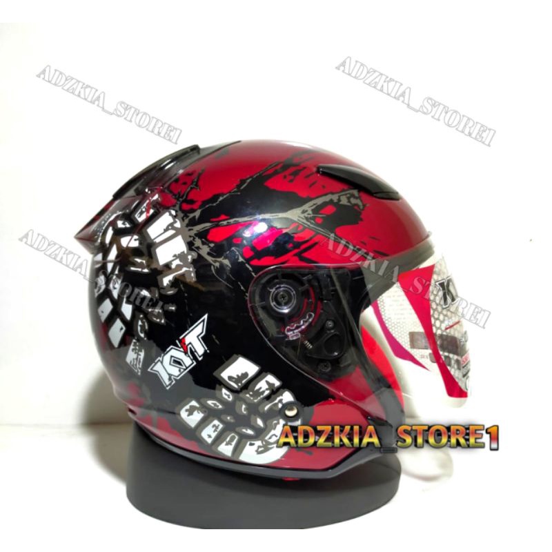Jual HELM KYT DJ MARU MOTIF #10 MAROON | Shopee Indonesia
