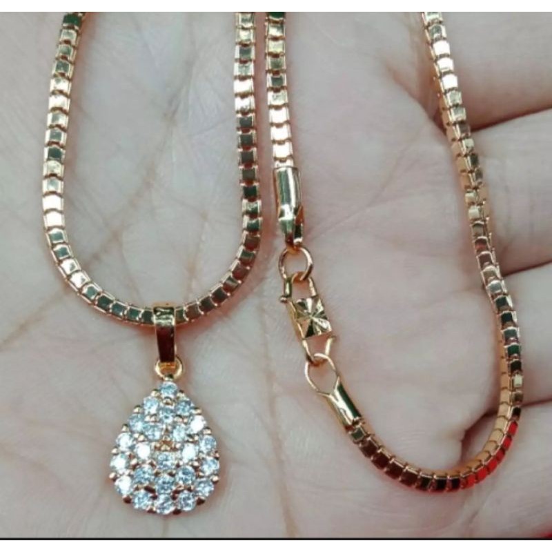 Jual kalung milano set liontin oval perhiasan wanita titanium gold ...