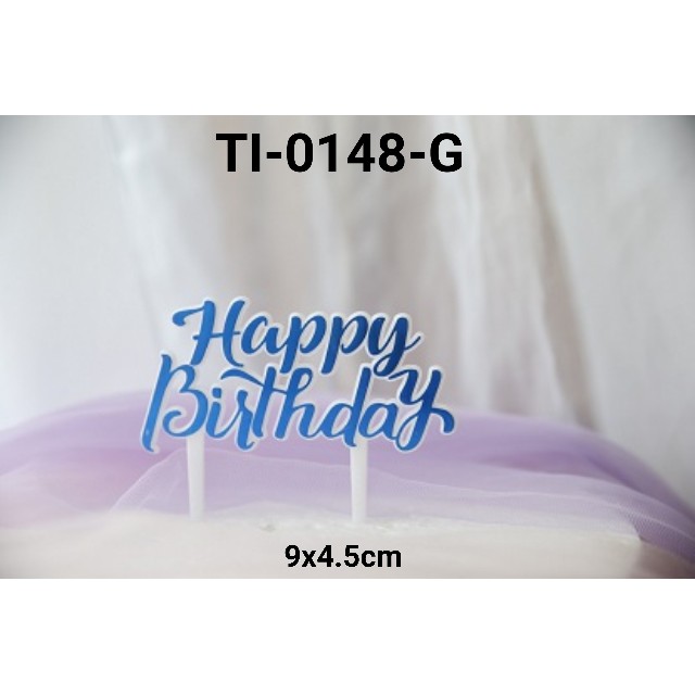 Jual TI-0148-G Cake Topper Hiasan Kue Tulisan Happy Birthday Biru yamama baking | Shopee Indonesia