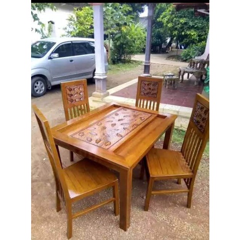 Jual mebel kursi meja makan model balero 4 kursi minimalis | Shopee Indonesia