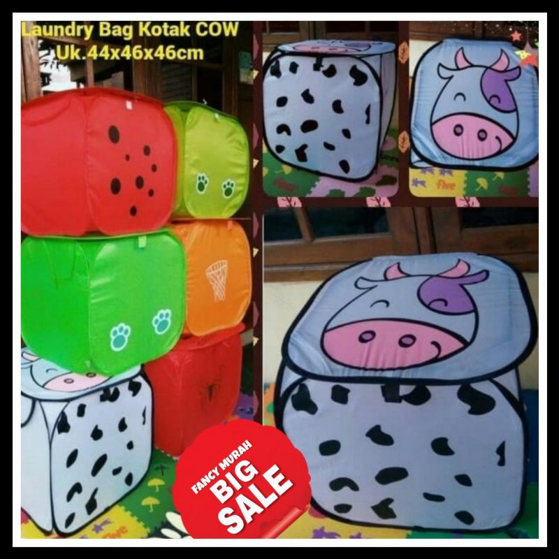 Jual (SALE) LAUNDRY BAG KERANJANG BAJU KOTOR KOTAK MOTIF KEROPPI COW ...