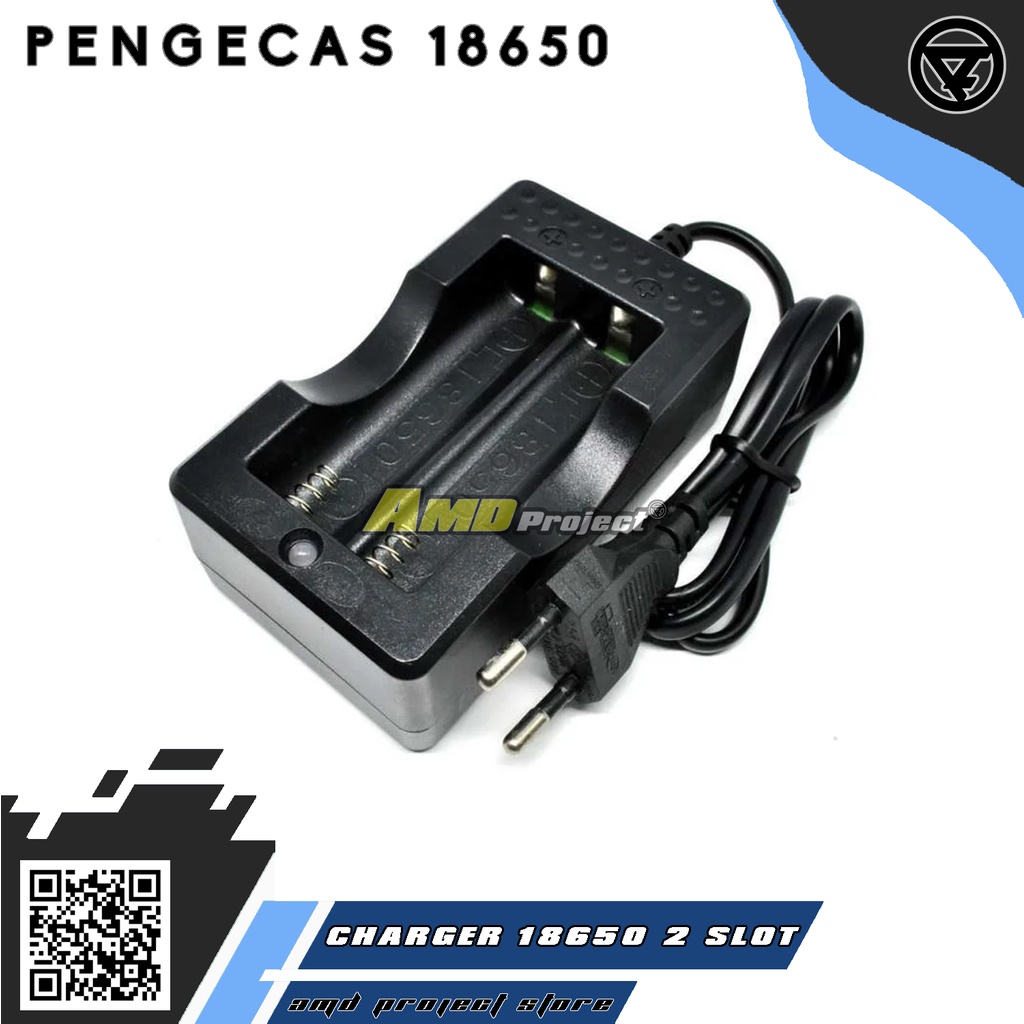 Jual Pengecas Baterai 18650 2 Slot Charger Battery Senter Casan 3.7V ...