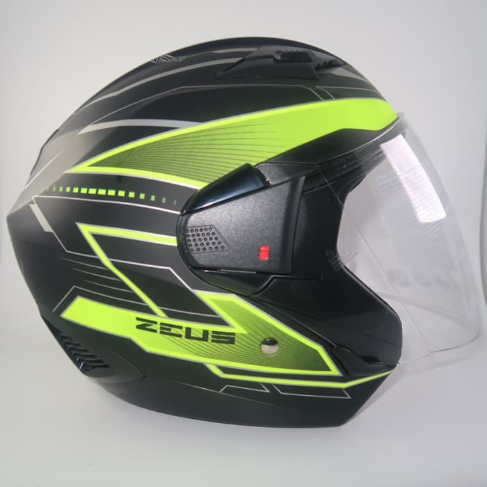 Jual Helm Half Face Zeus 611 Techno Green Original double visor ...