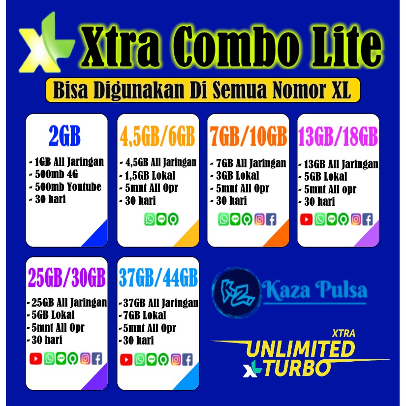 Jual Paket Data XL Xtra Combo Lite || Combo Plus || Combo Flex || Combo Xtra Vip 3GB ~ 125GB ...