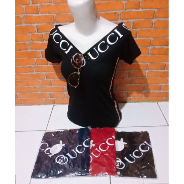 Jual Kaos sabrina leher v cantik | Shopee Indonesia
