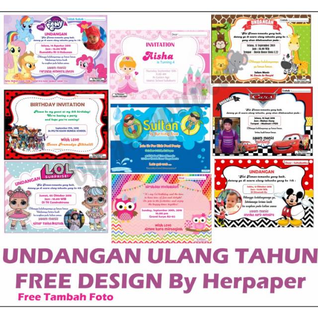 Jual Undangan ulangtahun costom. undangan tema. undangan ultah tema ...