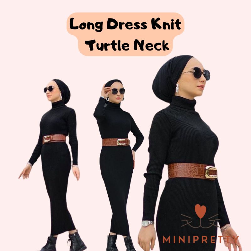 Jual Long Dress Rajut Bodycon / Press Body Kerah Tinggi | Shopee Indonesia