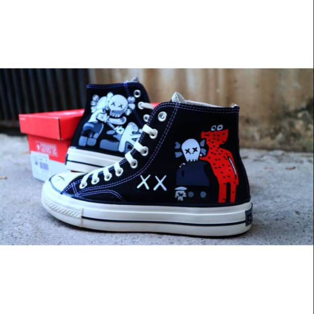 Jual 100% PREMIUM CONVERSE ALLSTAR 70S KAWS BLACK | Shopee Indonesia