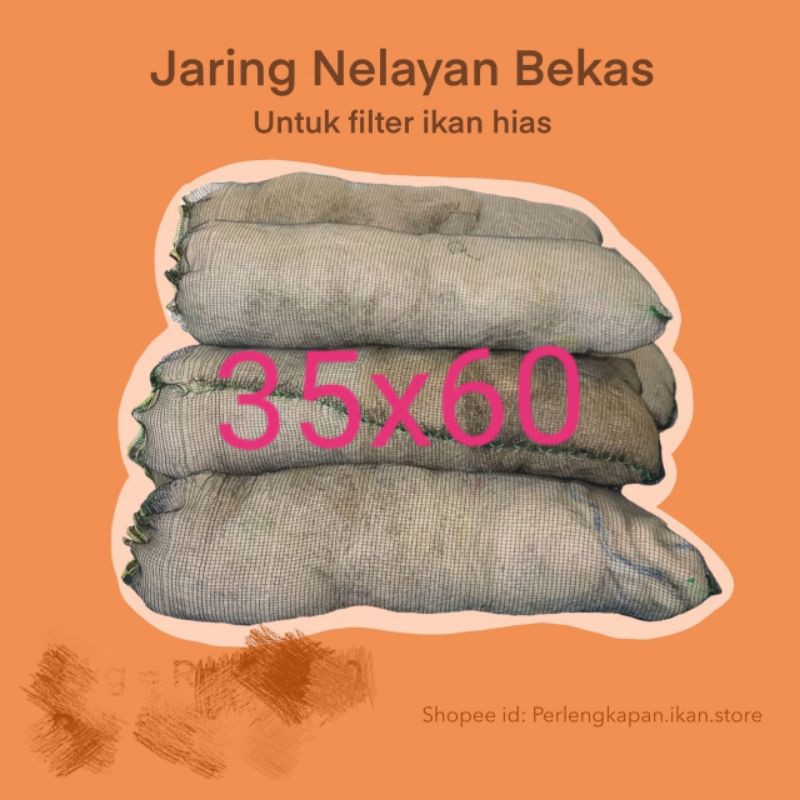 Jual Jaring Bekas Nelayan filter kolam ikan koi(35x60) | Shopee Indonesia