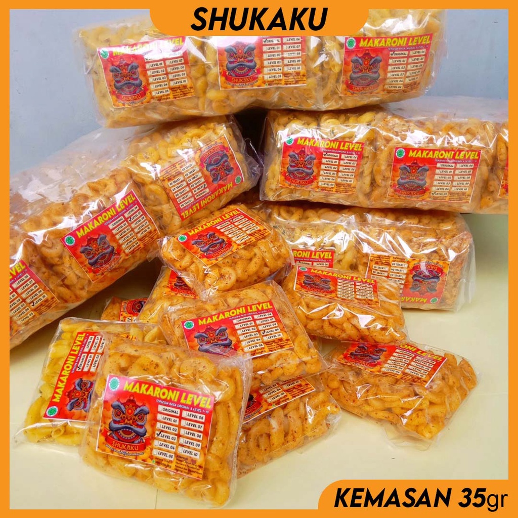 Jual SHUKAKU Makaroni Level Pedas Level 10 Kemasan 35gram | Shopee ...
