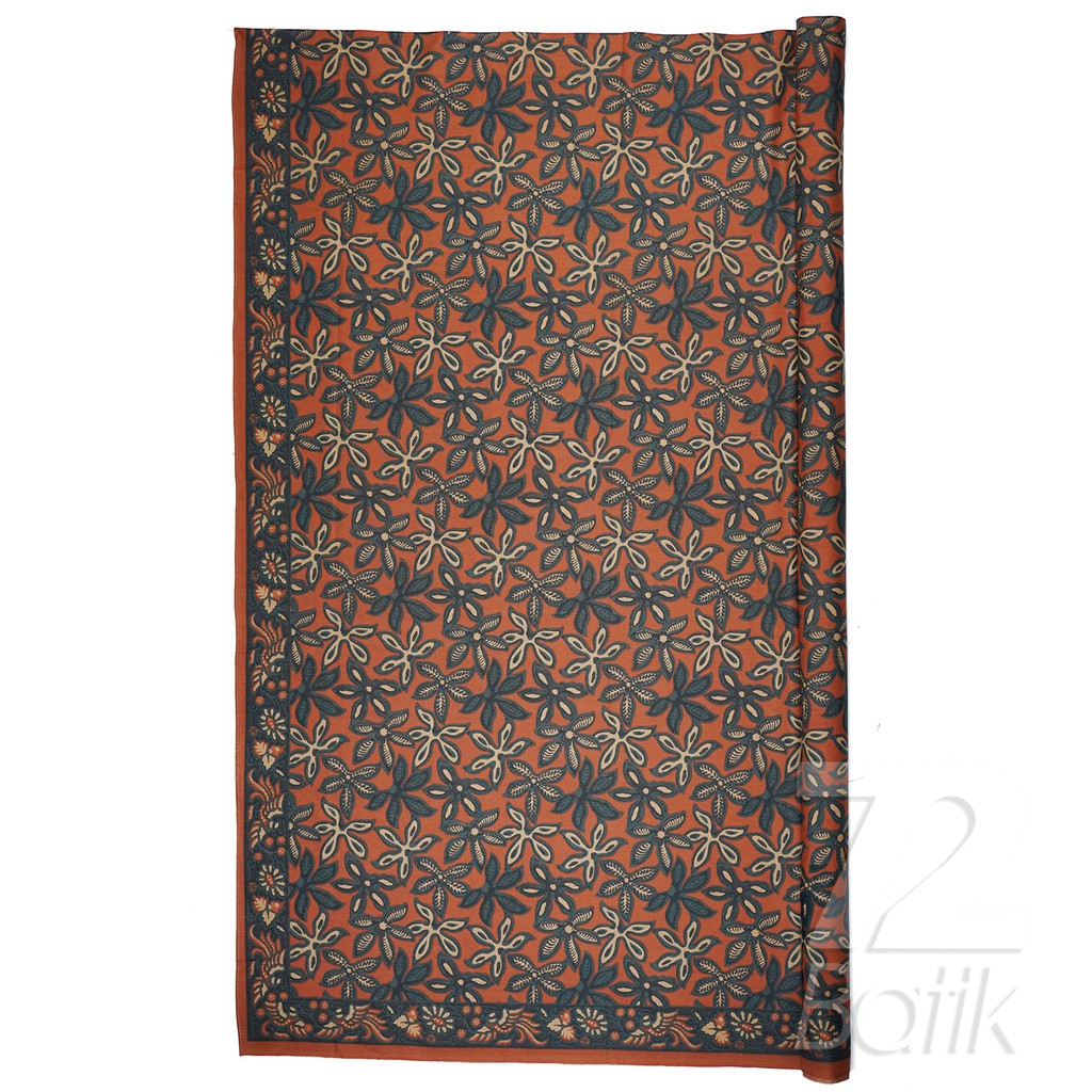 Jual BAHAN BATIK PREMIUM Katun Motif Daun Singkong Warna Orange Oren ...