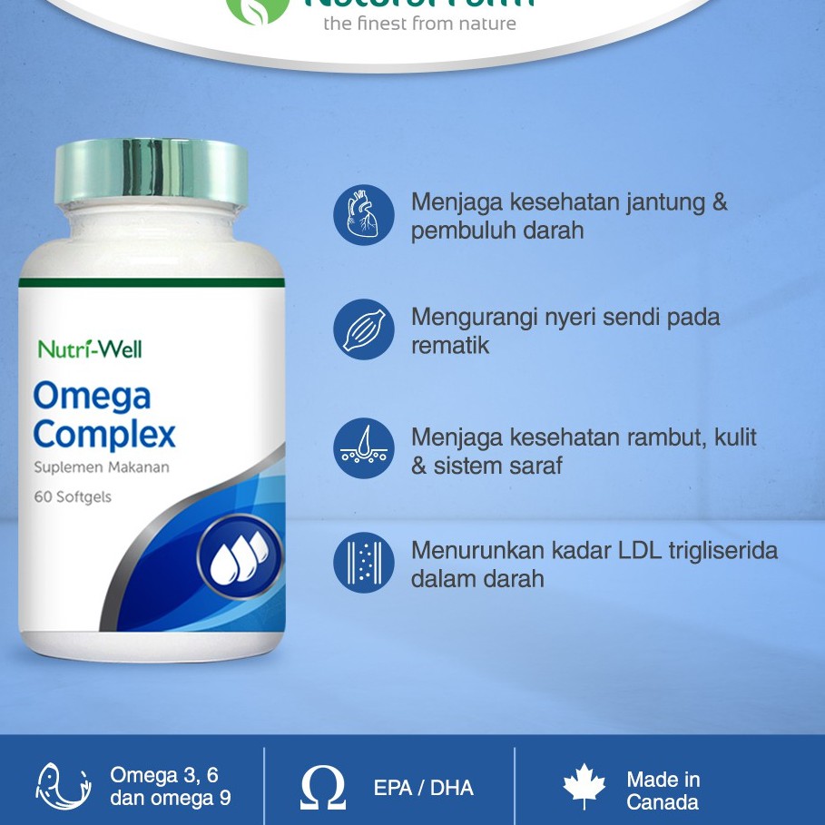 Jual Suplemen jantung anti hipertensi Omega Complex Nutriwell isi 60 ...