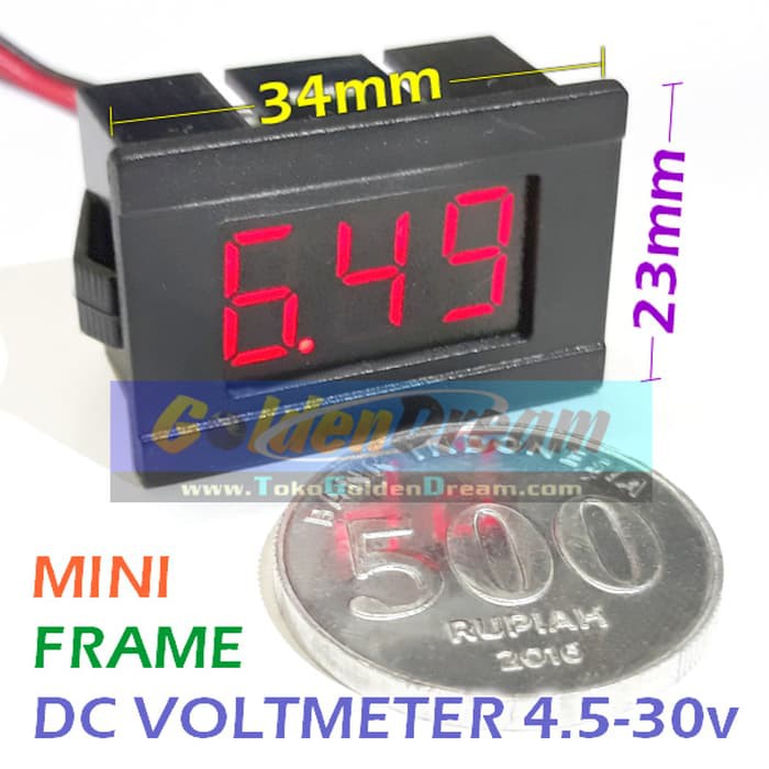 Jual MINI FRAME - DC Voltmeter 0.36" Digital 4.5-30v 2 Kabel + Bingkai ...