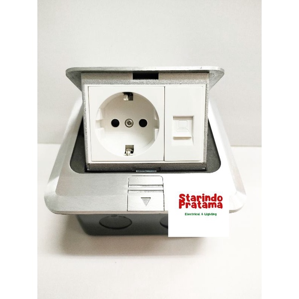Jual STOP KONTAK LANTAI TANAM 1 LUBANG + DATA CAT6 RJ45 POP OUT SOCKET ...