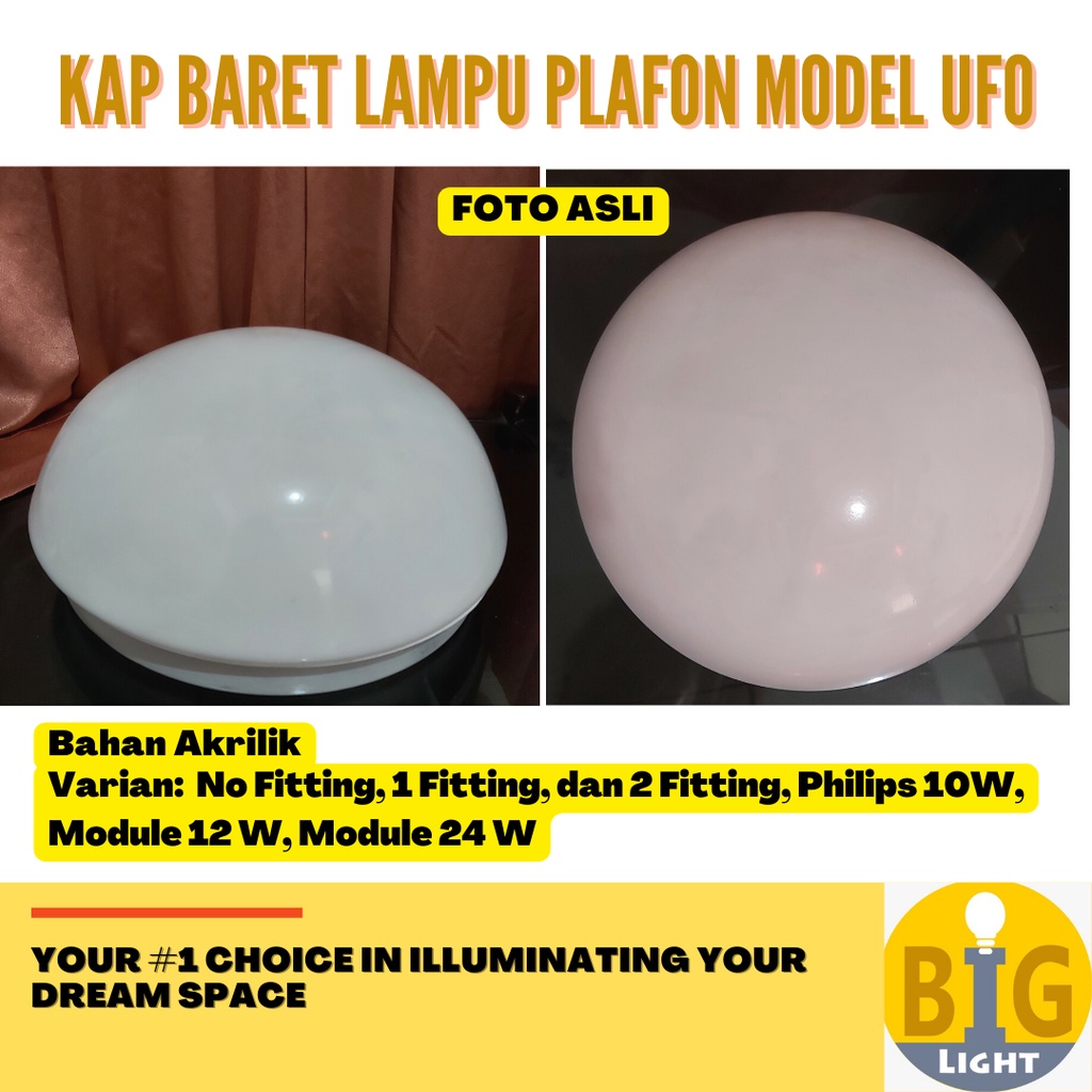 Jual QH Kap Lampu Baret Plafond Acrylic Fitting E27 Ceiling Lamp Ukuran ...