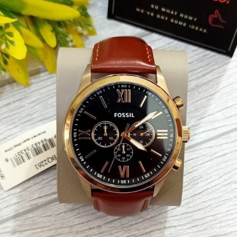 Jual Jam Tangan Pria - Fossil Men's Flynn Chronograph Brown Leather ...