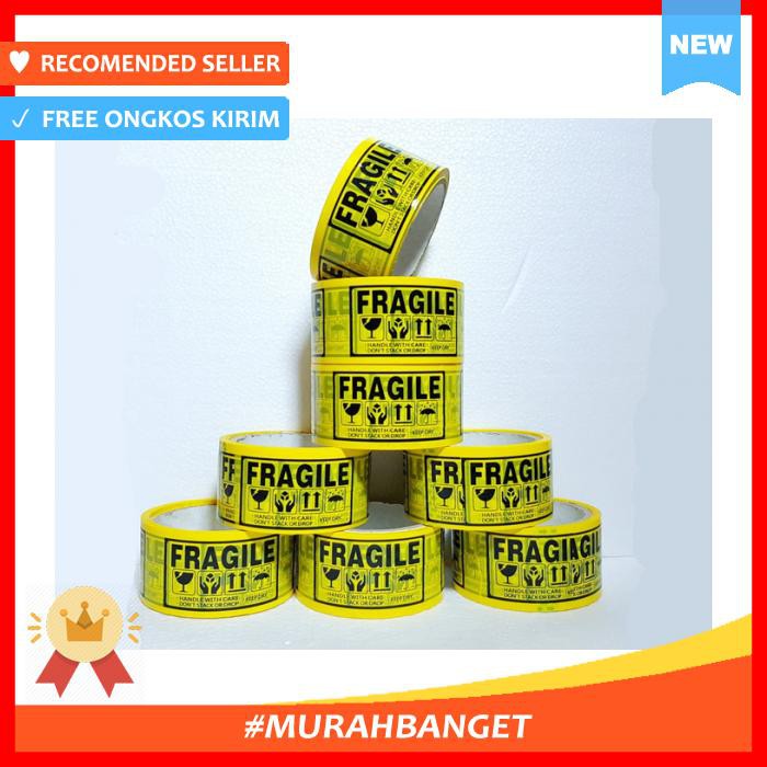 Jual Lakban Fragile Design Kuning / Pengikat Perekat Selotip Tape ...