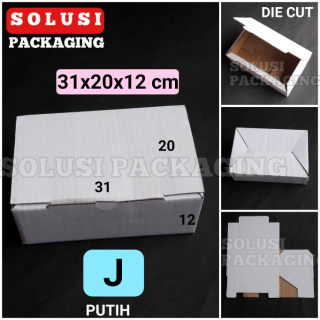 Jual Isi 10pcs KOTAK TIPE J PUTIH KARDUS KARTON BOX PACKING CORRUGATED ...