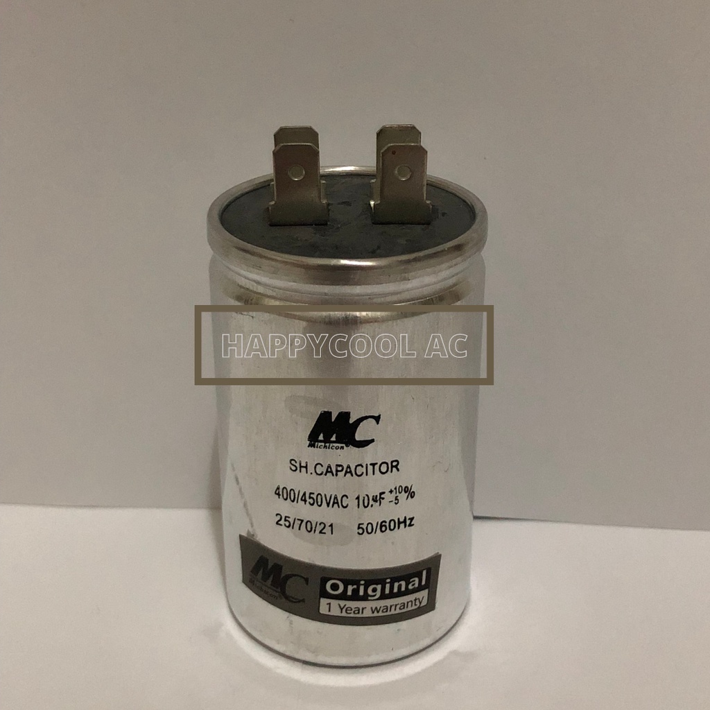 Jual Kapasitor AC 10 uF / 10 mikro Merk MC 4 kaki Capacitor AC 10 uF ...