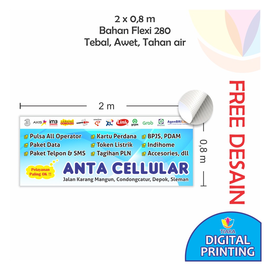 Jual Spanduk Counter HP Ukuran 2 m x 0,8 m (FREE DESAIN) | Shopee Indonesia