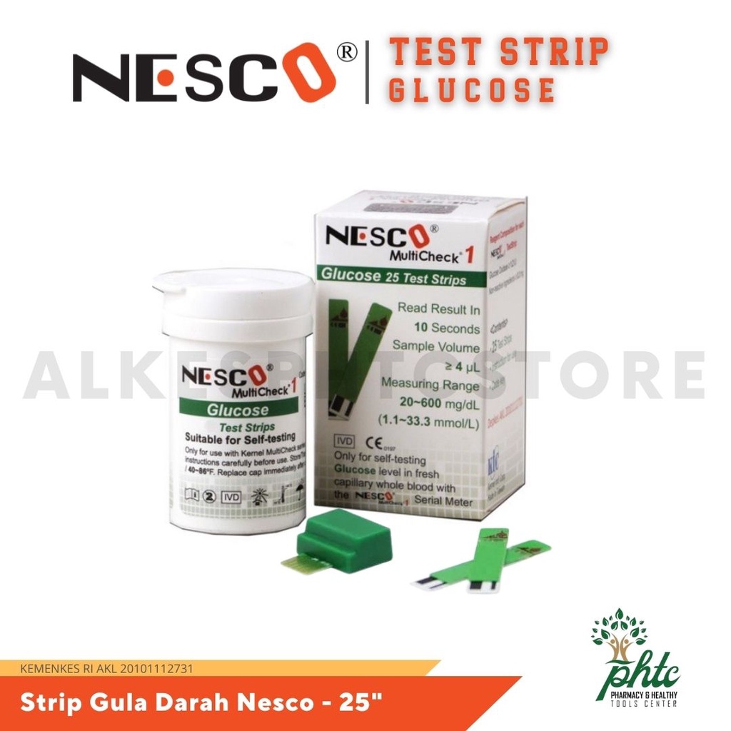 Jual NESCO Glucose Strip Gula l Refill Stik Gula Darah Isi 25 Strip ...