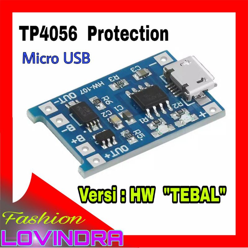 Jual Modul Charger TP4056 Protection 5V 1A Micro USB versi HW-107 TEBAL ...