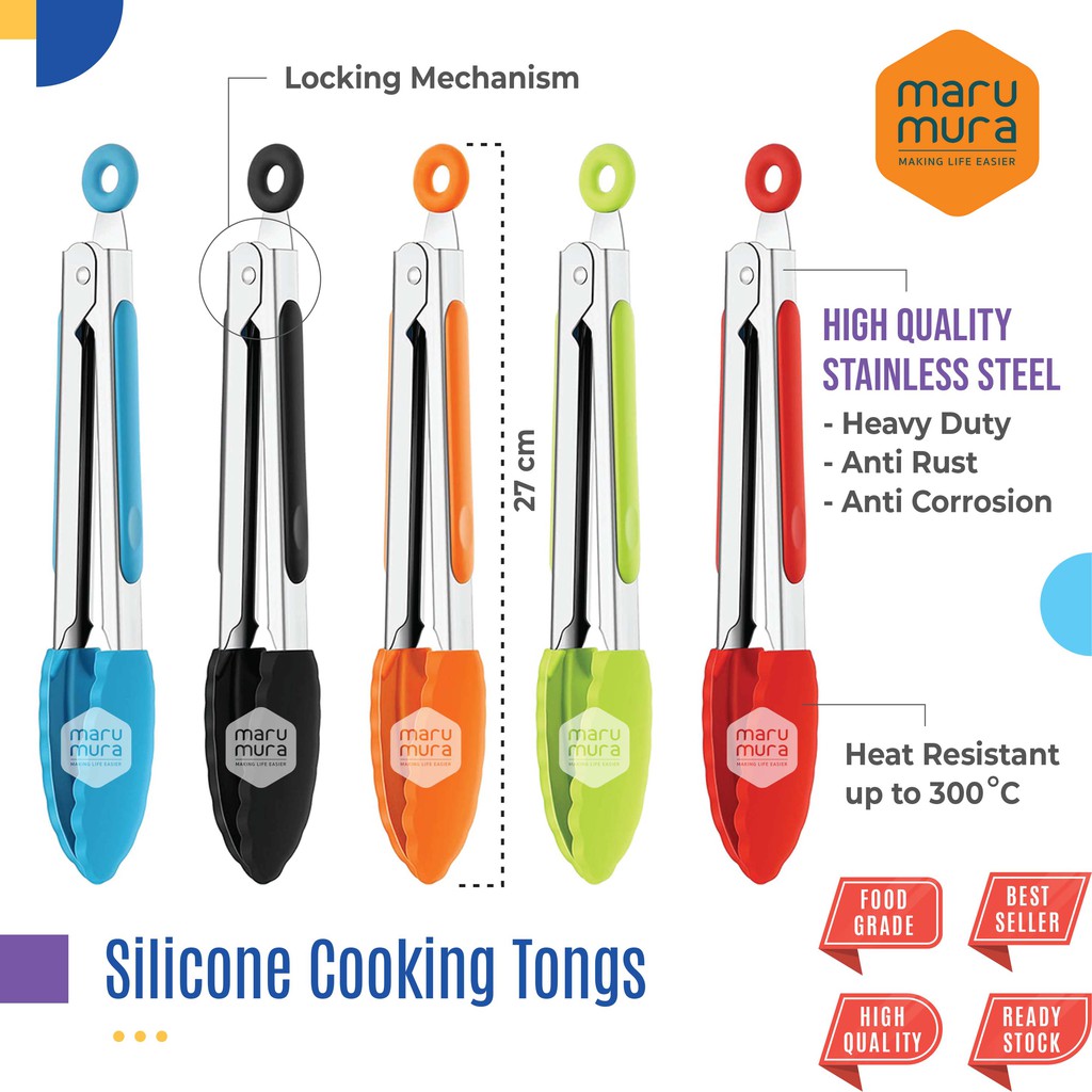 Jual Marumura Kitchen Silicone Tong | Capit Makanan Silikon | Shopee ...