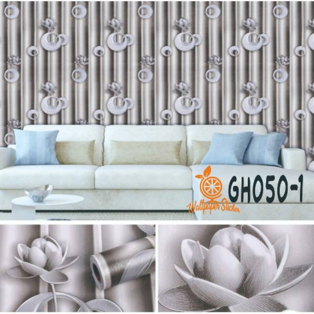 Jual GROSIR MURAH - Wallpaper Sticker Dinding Bunga Tulip Abu abu ...