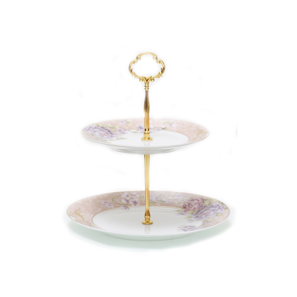 Jual Piring Susun P24 merek Vicenza Motif MAGNOLIA Double Plate porcelain cocok menaruh Sajian ...