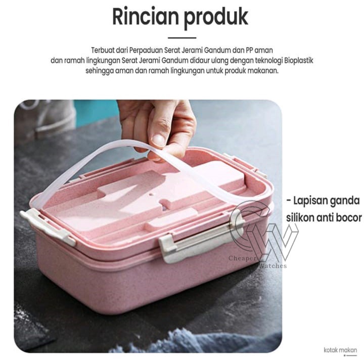 Jual Cheaper-Lunch Box Set Kotak Bekal Makan Jerami Gandum kotak makan | Shopee Indonesia