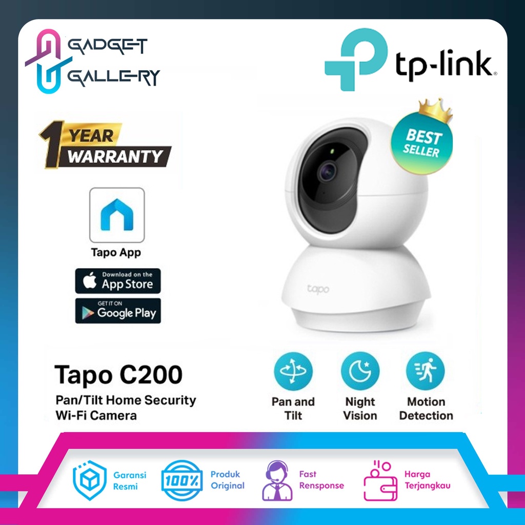 Jual TP-LINK Tapo C200 Pan/Tilt Home Security Wi-Fi Camera/ IP Camera | Shopee Indonesia