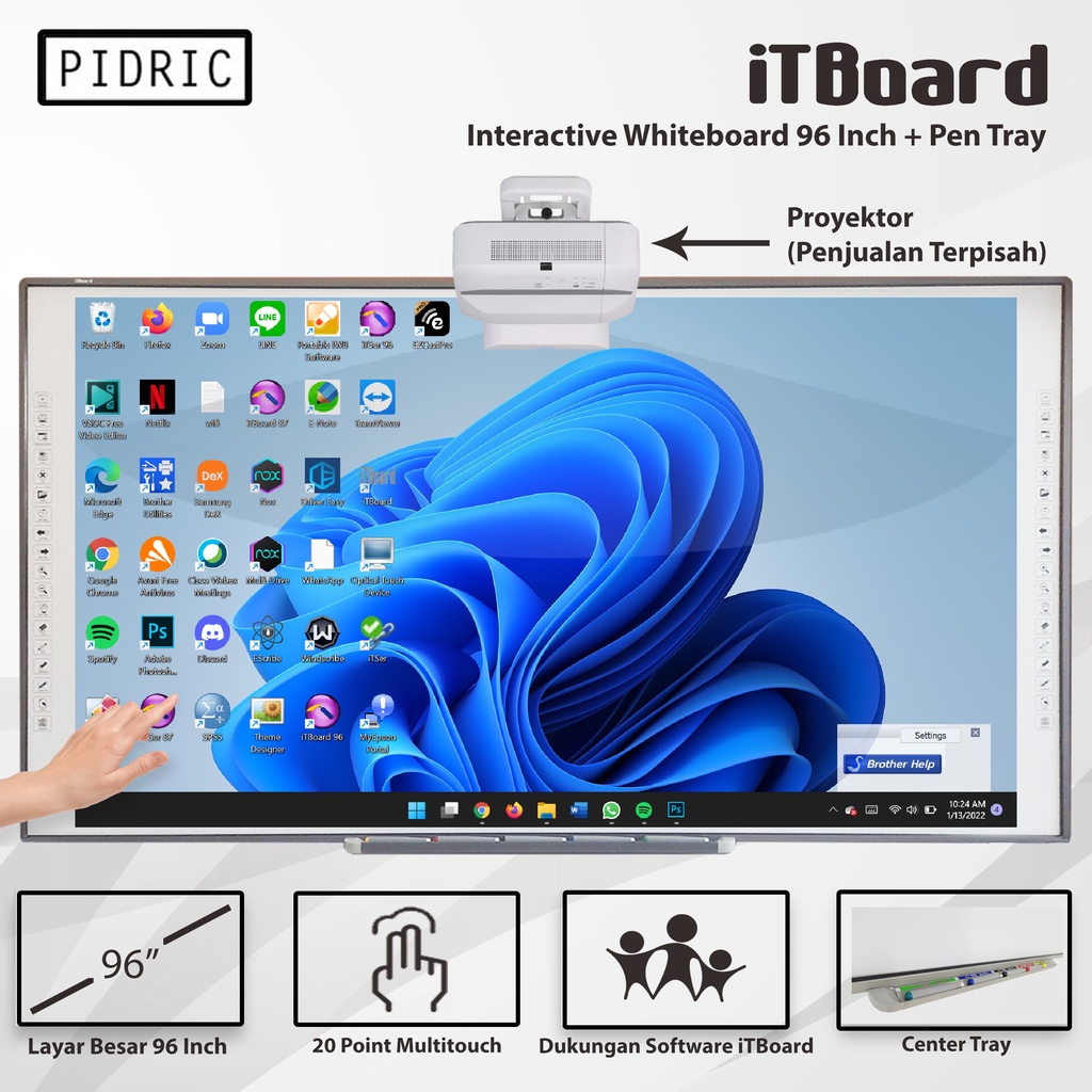 Jual iTBoard Papan Tulis Interaktif 96 Inch + Pen Tray Interactive ...