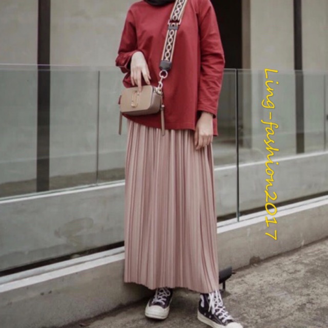 Jual Rok plisket lurus premium import/ rok plisket/rok muslim/rok lurus | Shopee Indonesia