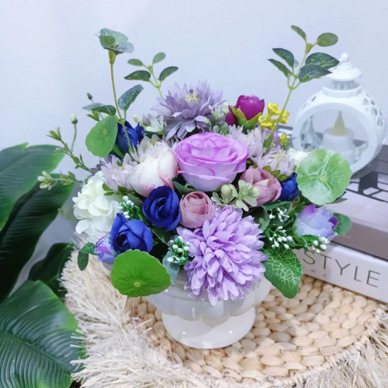 Jual BUNGA RANGKAI MIX VAS KRAMIK ARTIFICIAL FLOWER BUNGA MIX | Shopee ...