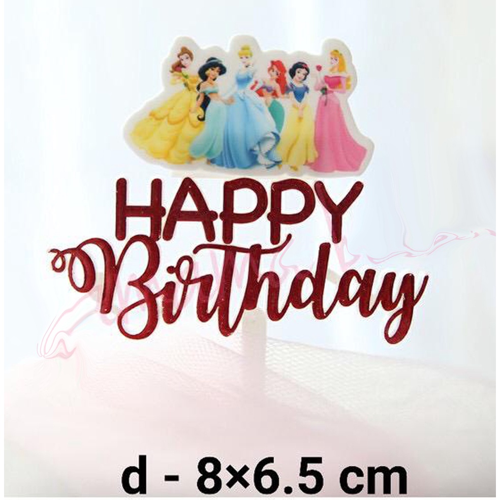 Jual Topper Kue Princess Hiasan Kue Ulang Tahun Princess Happy Birthday ...