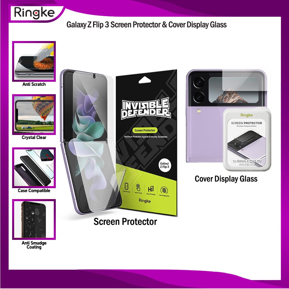 Jual Ringke Galaxy Z Flip 3 Screen Protector Full Cover Tempered Glass ...