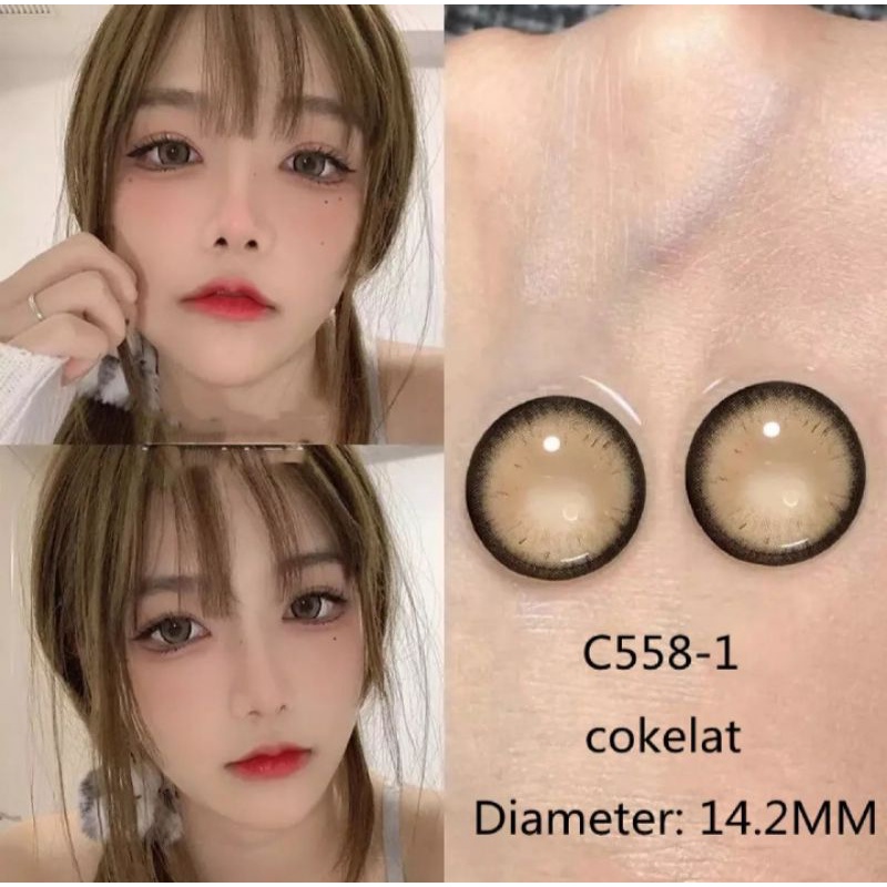 Jual (COD) 1 Pasang Lensa Kotak Warna Soflens Korea Coklat Abu | Shopee ...