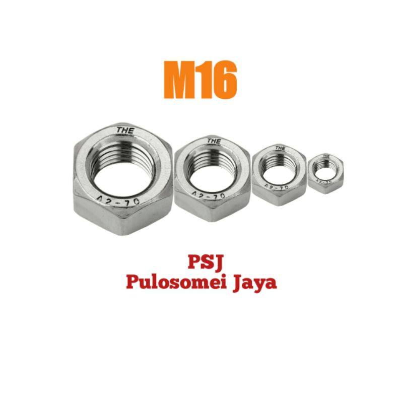 Jual Mur SS 304 / M16 Hex Nut Stainless Steel | Shopee Indonesia