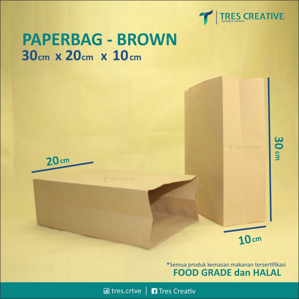 Jual Kantong Kertas Coklat / Packaging Makanan Food Grade / Kertas Roti ...