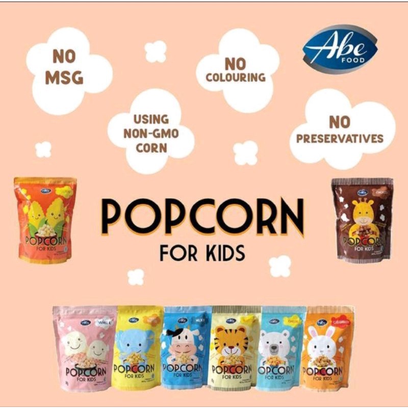 Jual Abe Food Popcorn For Kids 80gr / Abefood cemilan 80gr | Shopee ...