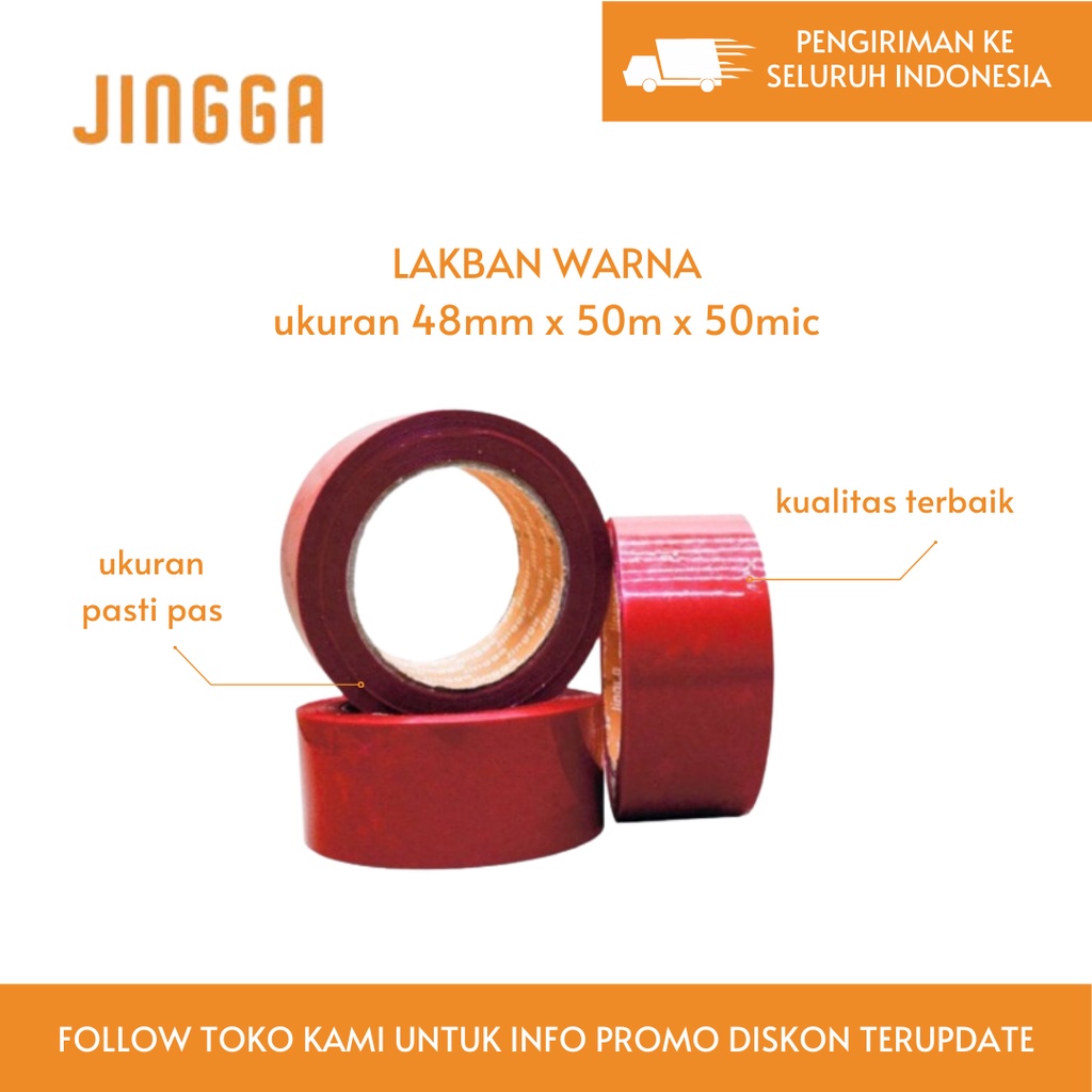 Jual Lakban Merah / OPP Tape Red 48mm x 50m (50 micron) | Shopee Indonesia
